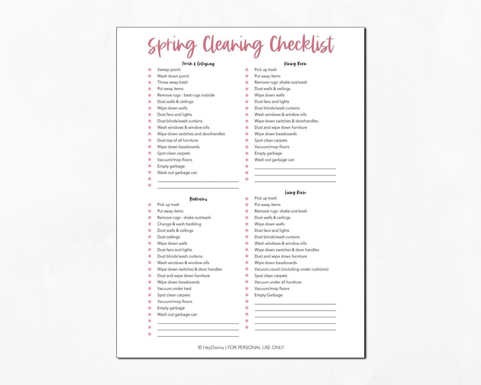 Spring Cleaning Checklist Printable Deep Cleaning | Etsy