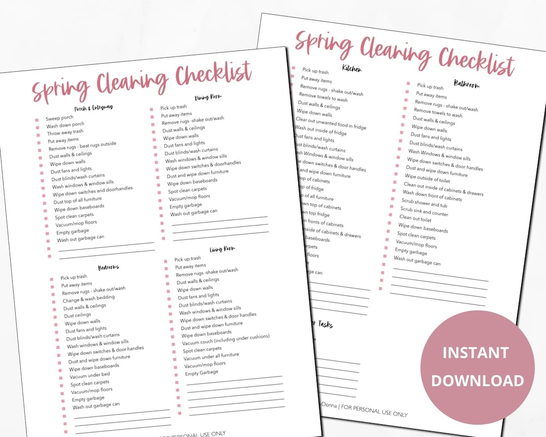 Spring Cleaning Checklist Printable Deep Cleaning Checklist Cleaning ...