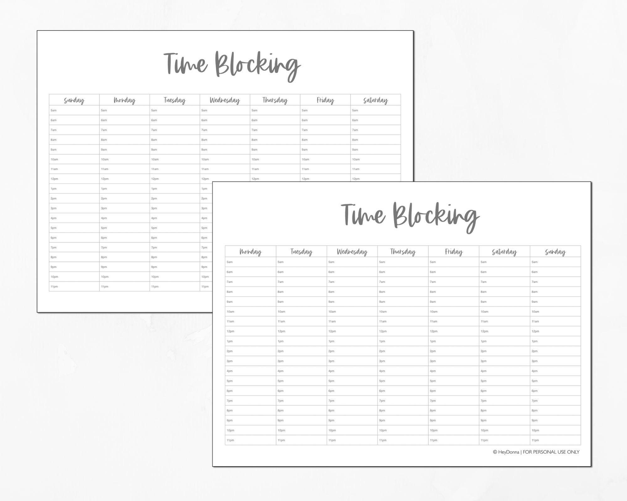 Time Blocking Printable Worksheets Block Scheduling Weekly Hourly ...