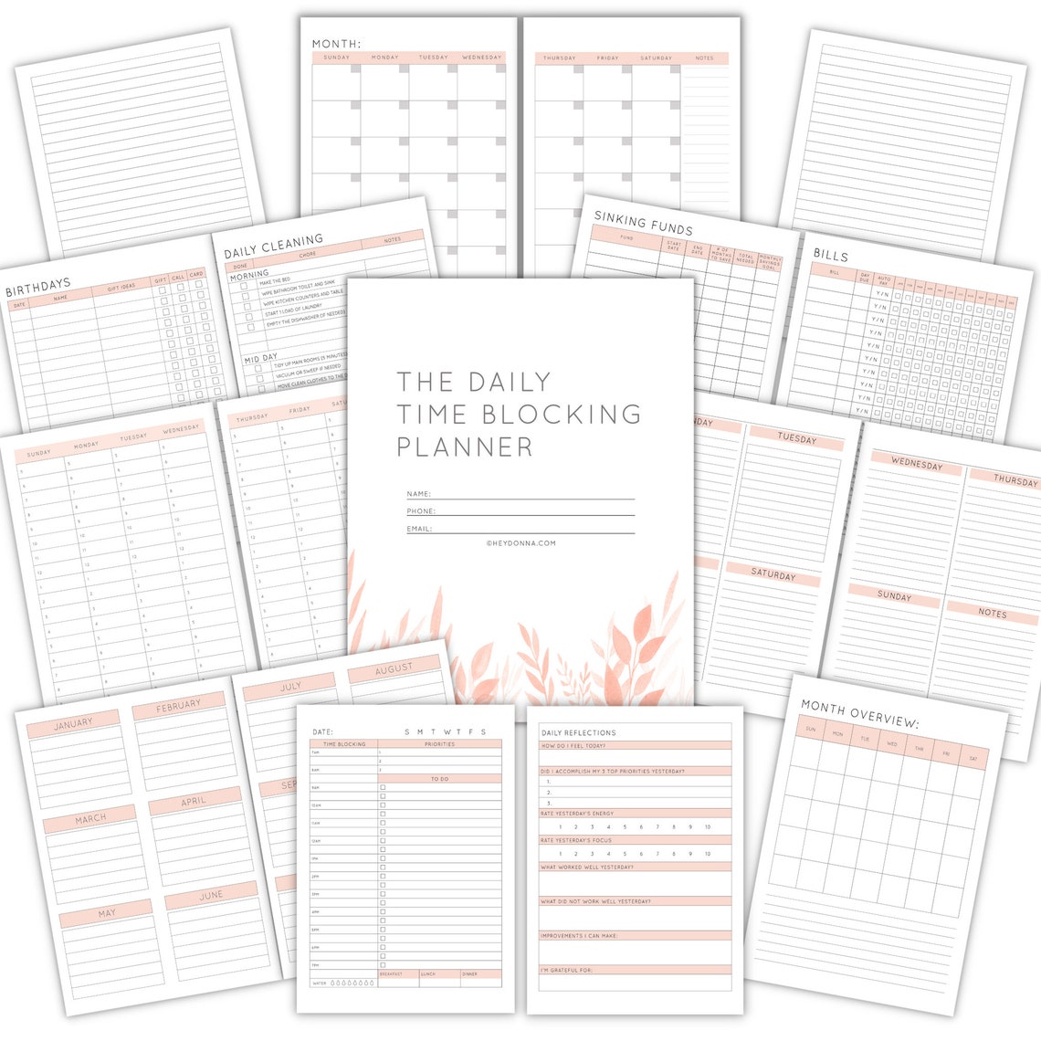 Undated Time Blocking Planner Printable Block Schedule Planner Letter ...