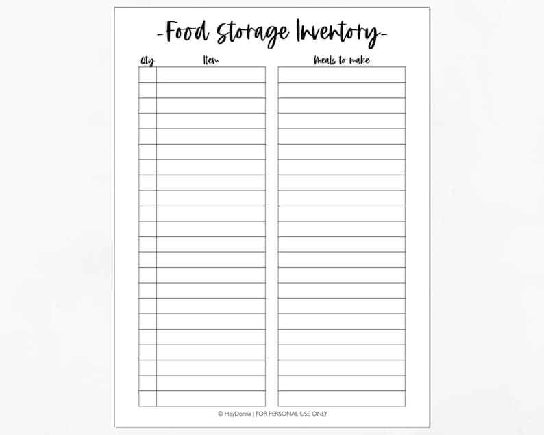 Food Storage Inventory Printable Stockpile Inventory - Etsy