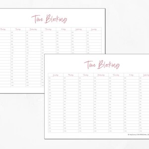 Time Blocking Printable Worksheets Block Scheduling Weekly Hourly ...