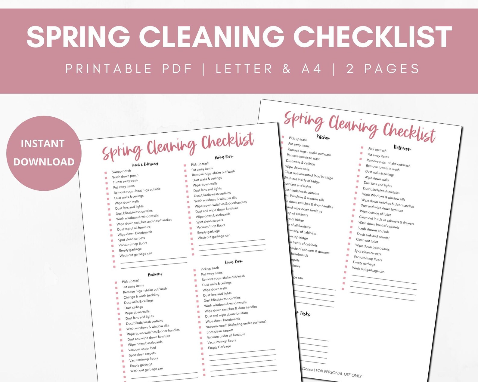 Spring Cleaning Checklist Printable Deep Cleaning | Etsy