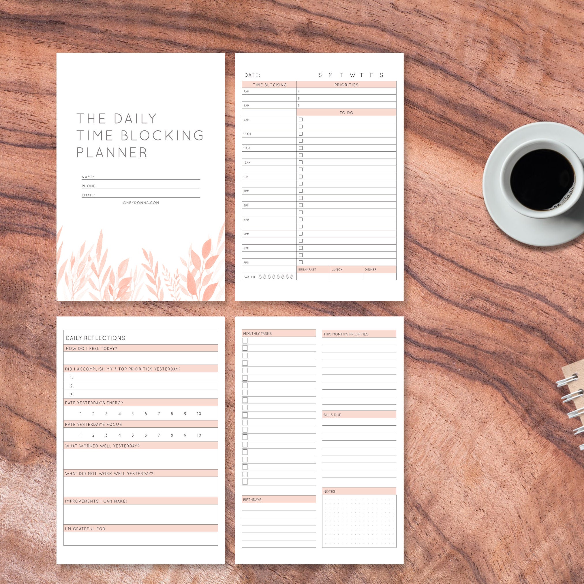 Undated Time Blocking Planner Printable Block Schedule Planner Letter ...