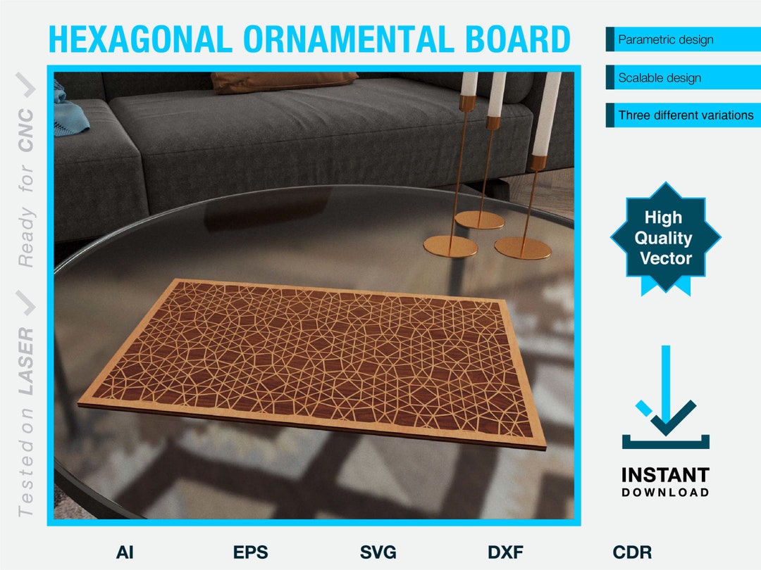 Hexagonal Parametric Ornamental Board - Wooden Decor - Laser Cut ...