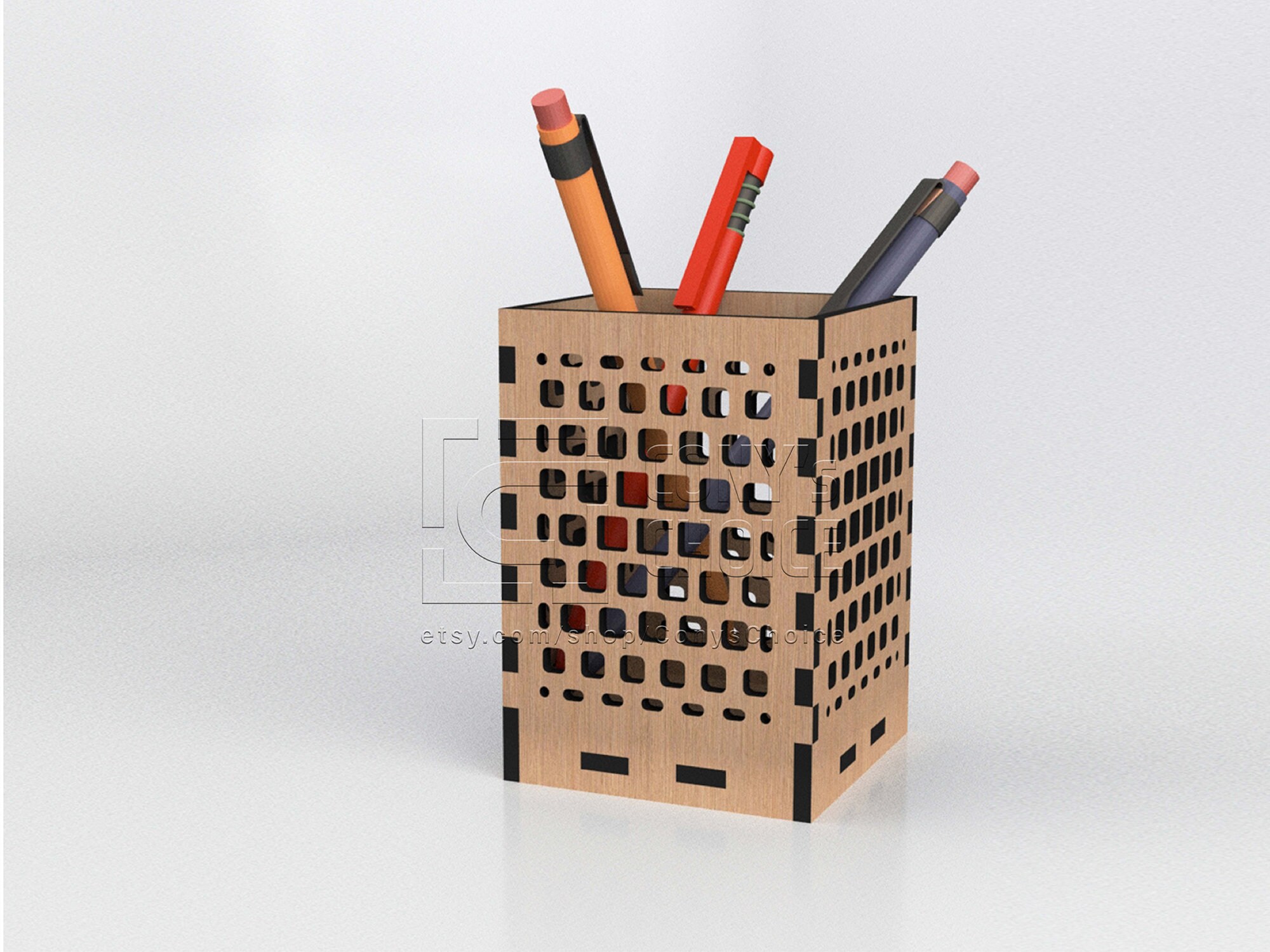 CNC Laser Cut Pencil Holder – 5 Variants, 3-4mm Plywood (digital ...