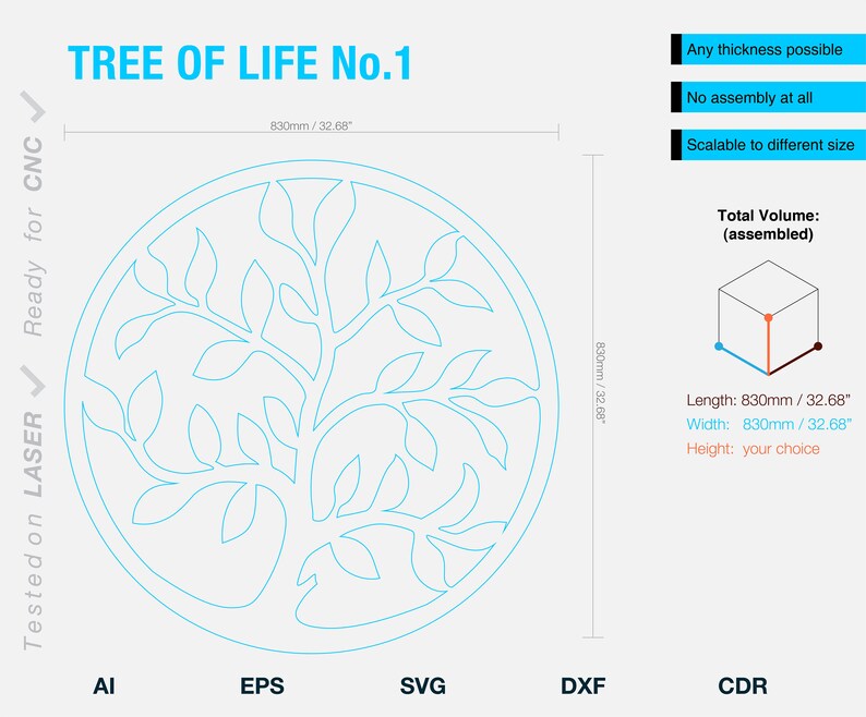 Tree of Life Vector Svg - Laser Cut Project File for Cnc - Cricut ...