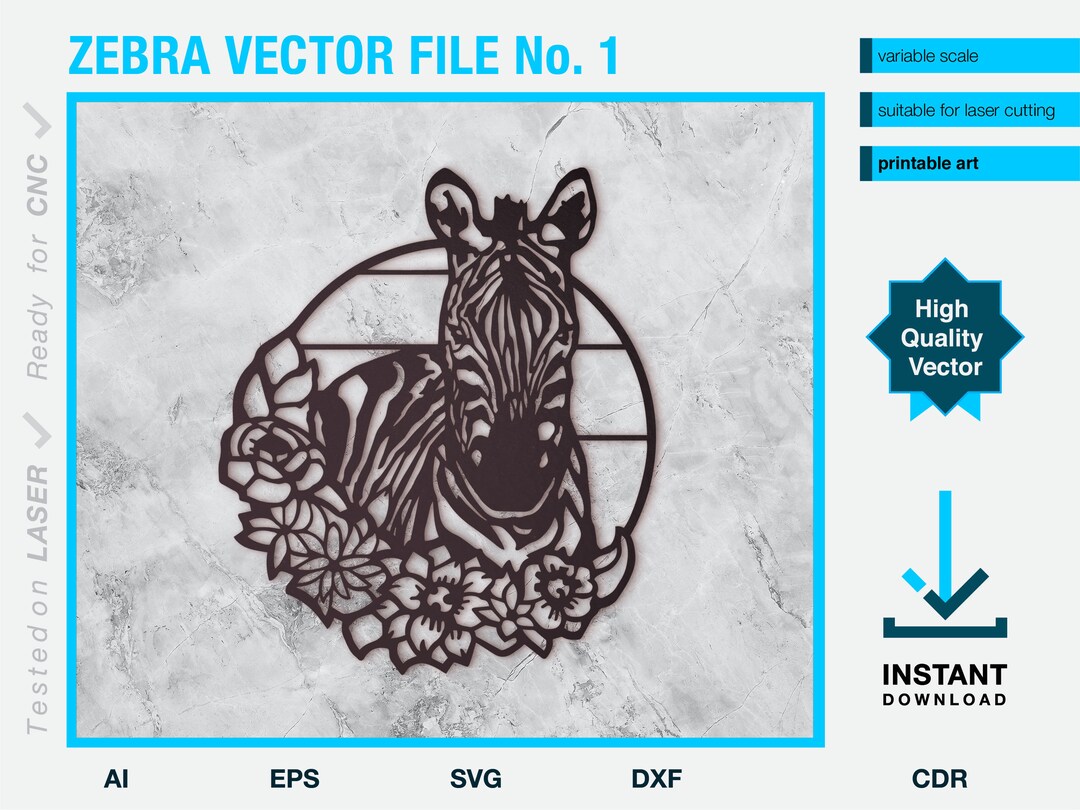 Zebra Vector SVG - Animal Laser Cut File - Silhouette Cricut Stencil ...