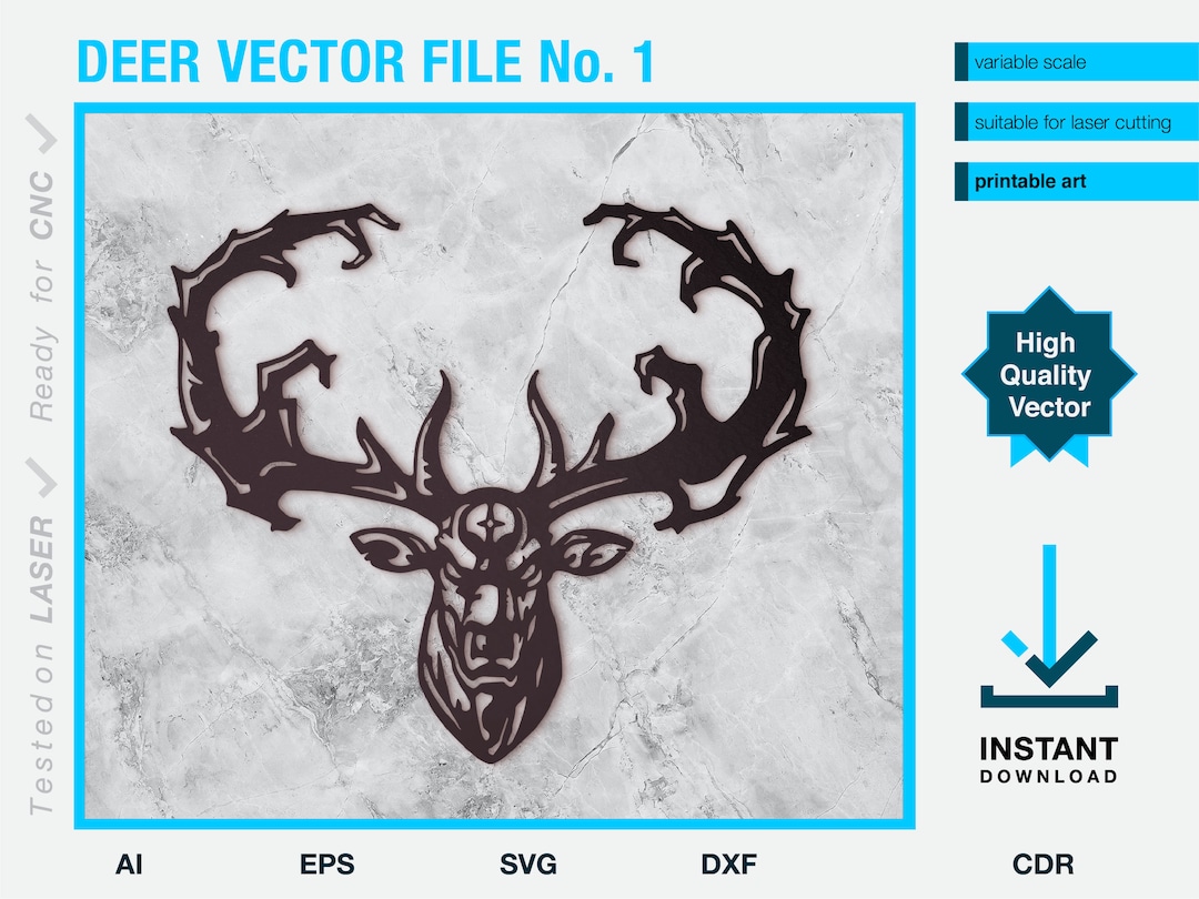 Deer Vector SVG Animal Laser Cut File Silhouette Cricut - Etsy