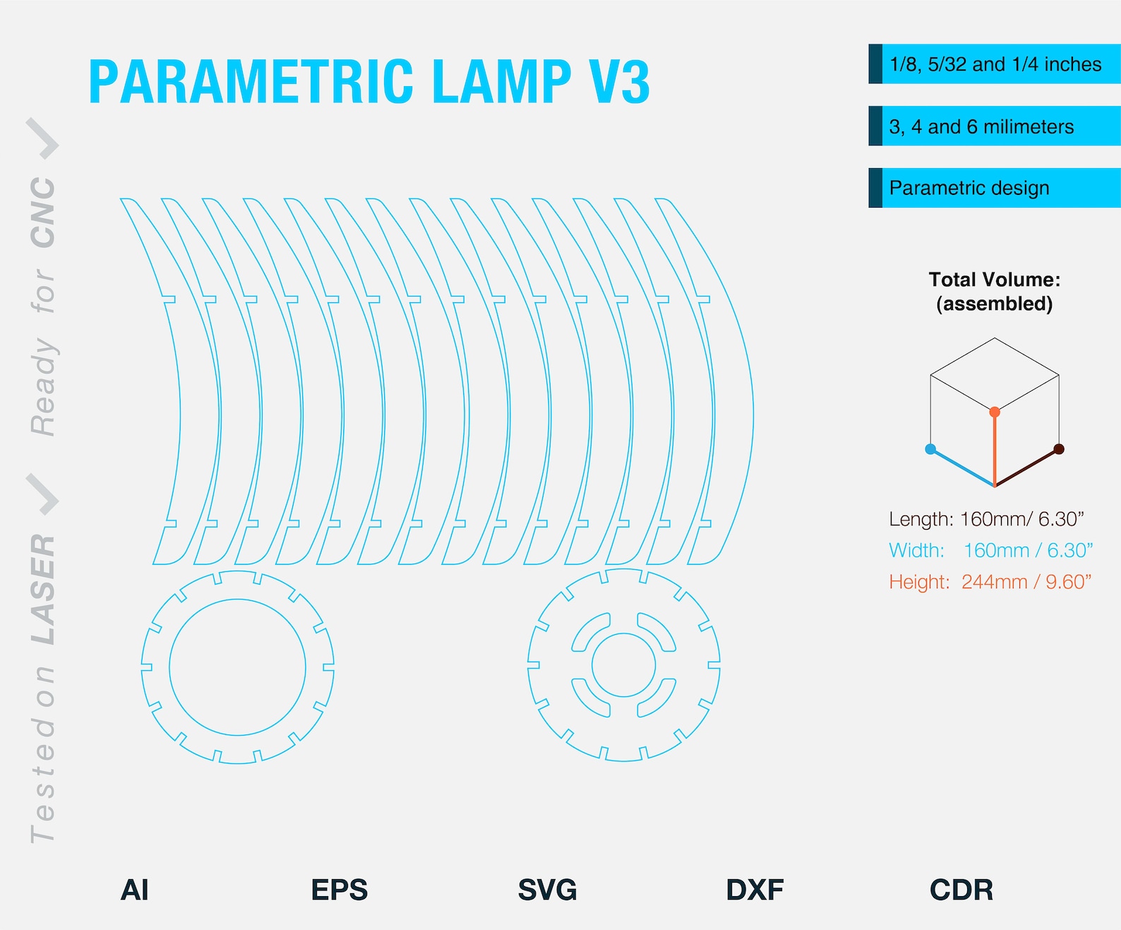 Wooden Lamp Vector Dxf, Svg, Eps, Ai, Cdr File - Cnc Project for Laser ...
