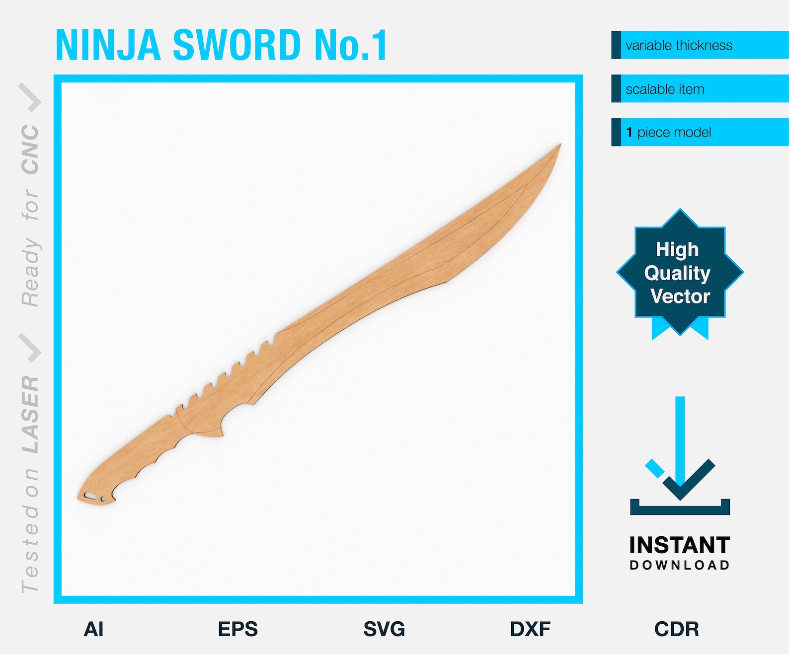 Ninja Sword Vector File - Wooden Cosplay Prop - Laser Cut Project ...