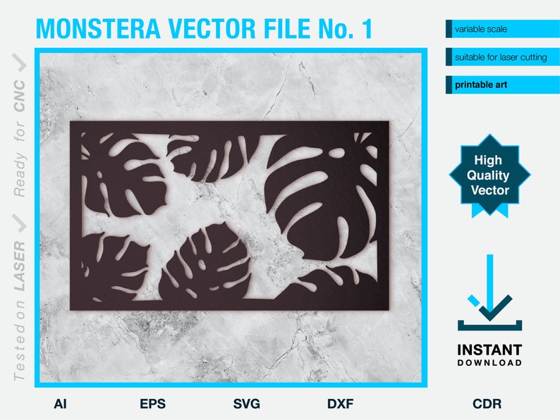 Monstera Vector SVG - Wall Art Laser Cut File - Cricut Stencil - Vinyl ...