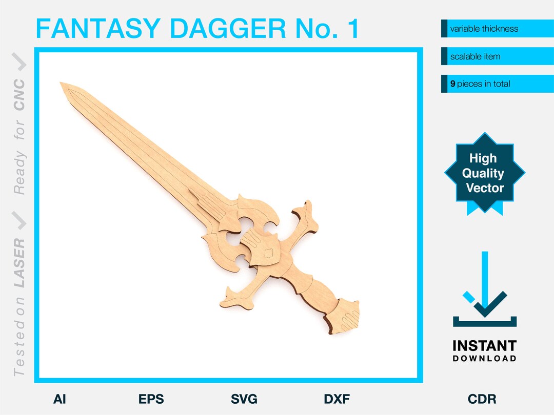 Laser Cut Sword File Project Template Sword Vector File Weapon Svg Toy ...
