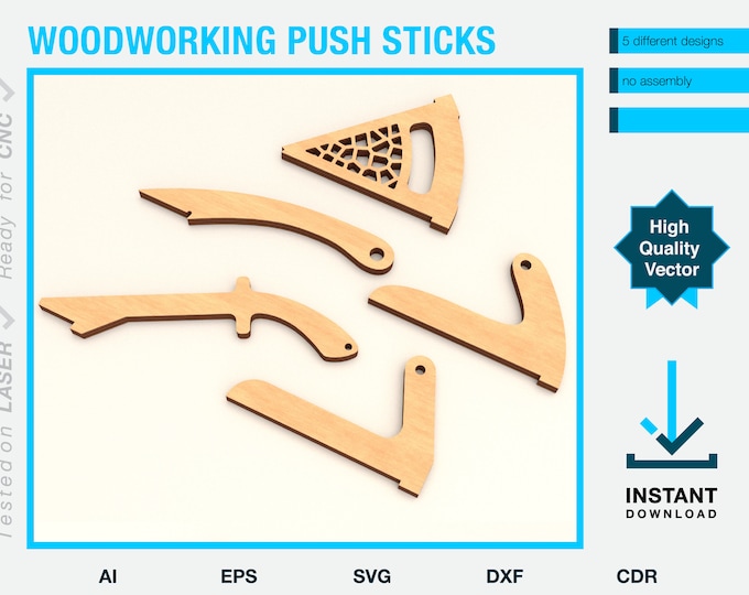 Push Sticks | Printable Templates | 4 Push Stick Designs | PDF Plans ...
