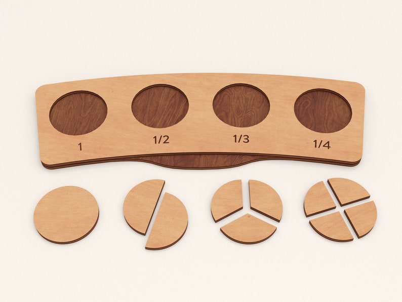 Fraction Puzzle Vector File for Laser Cutter, Montessori Toy Project ...