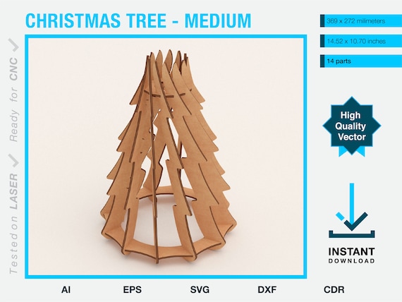 Laser Cut Medium Christmas Tree Vector File 3 Different | Etsy