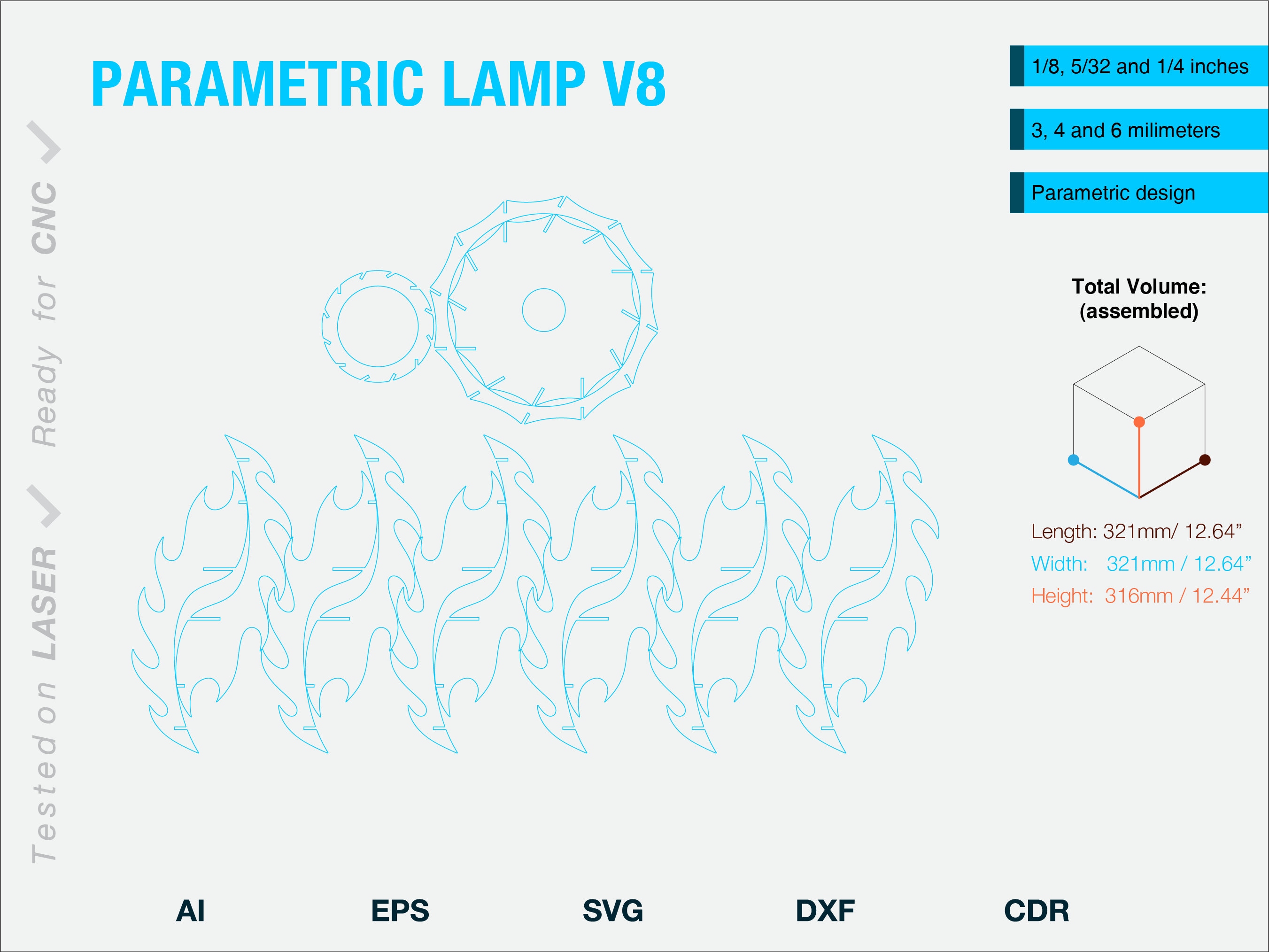 Wooden Lamp Vector Dxf, Svg, Eps, Ai, Cdr File - Cnc Project for Laser ...