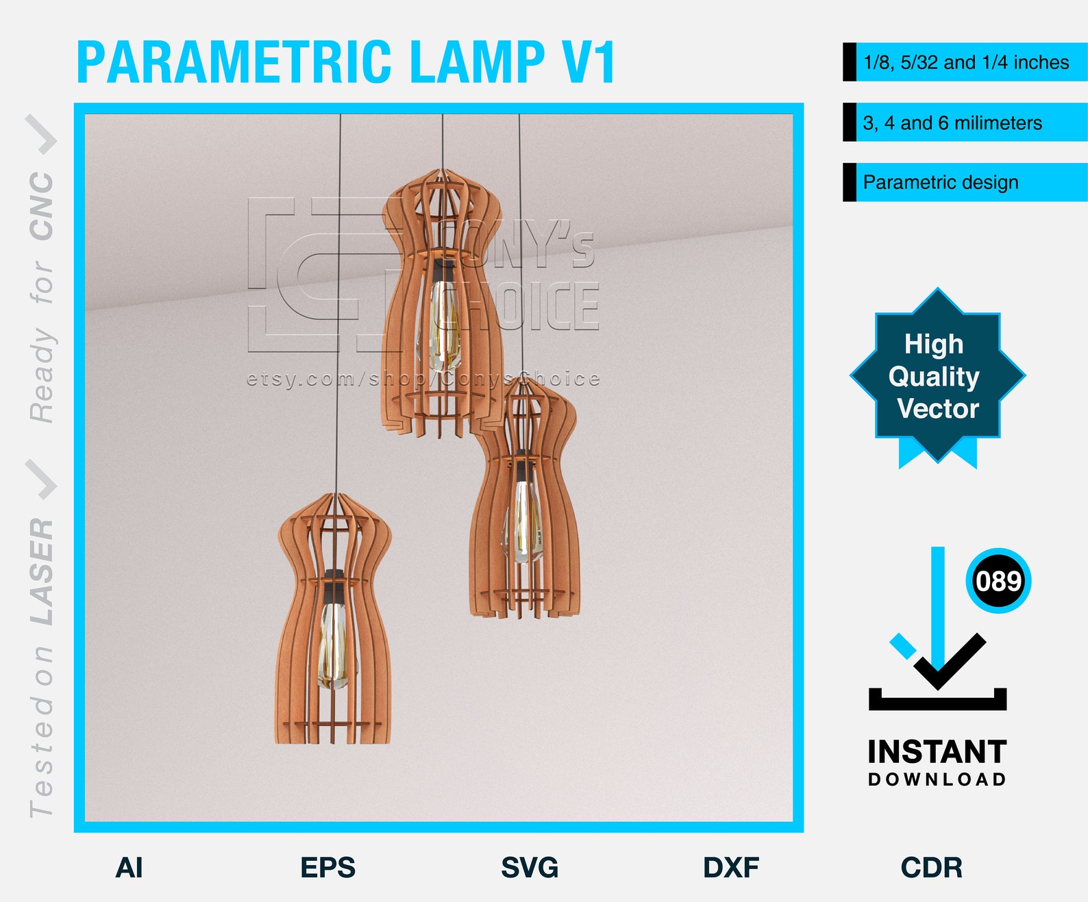 Wooden Lamp Vector Dxf, Svg, Eps, Ai, Cdr File - Cnc Project for Laser ...