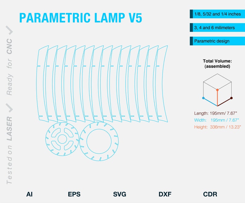 Laser Cut Lamp Design Vector Dxf, Svg, Eps, Ai, Cdr File - Cnc Project ...
