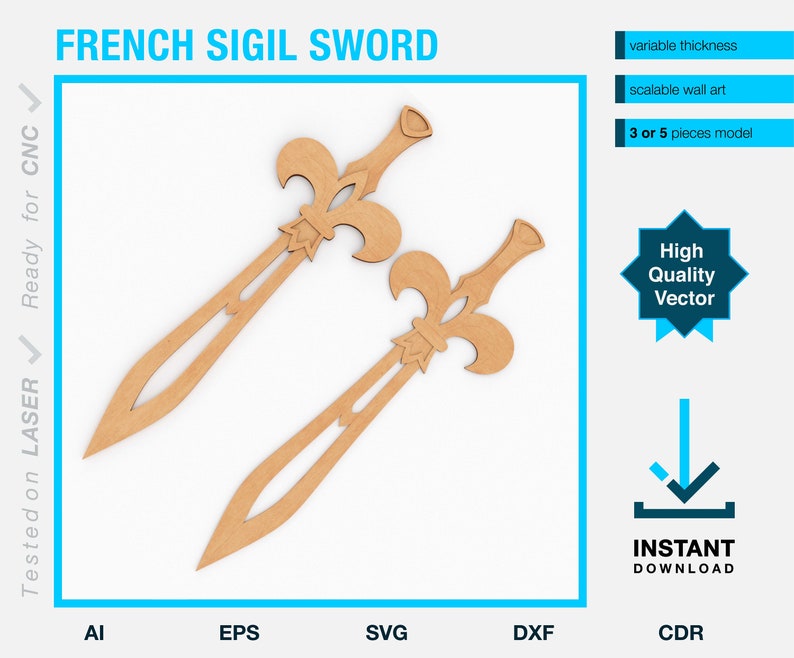 Laser Cut Sword File - Project Template - Sword Vector File - Weapon ...