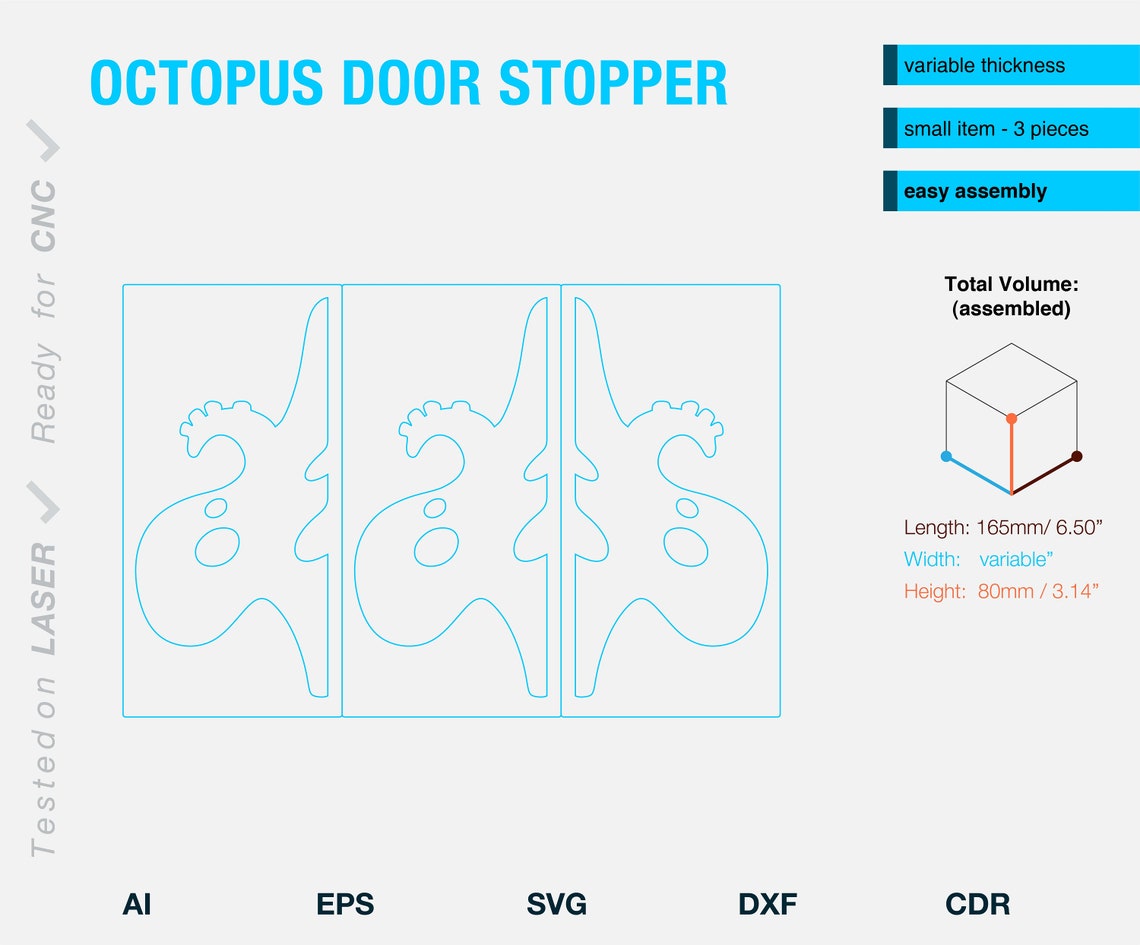 Octopus Door Stopper Vector File Laser Cut Wooden Door Stop Svg ...
