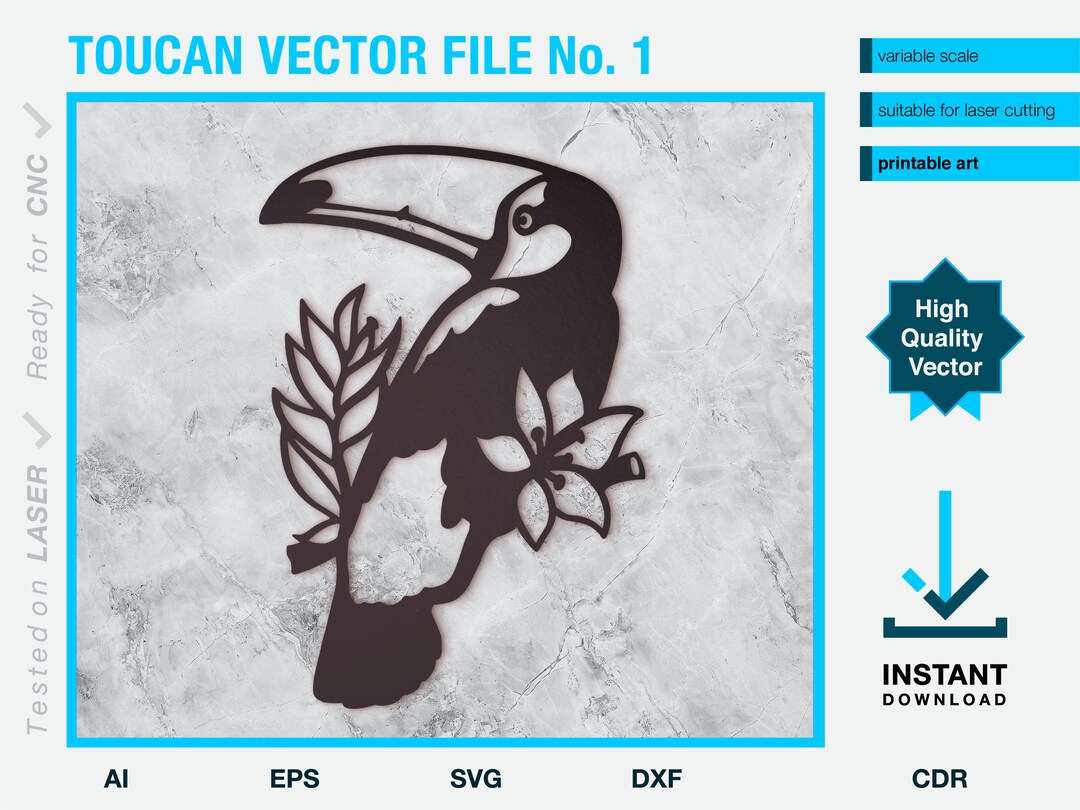Toucan Vector SVG - Animal Laser Cut File - Silhouette Cricut Stencil ...