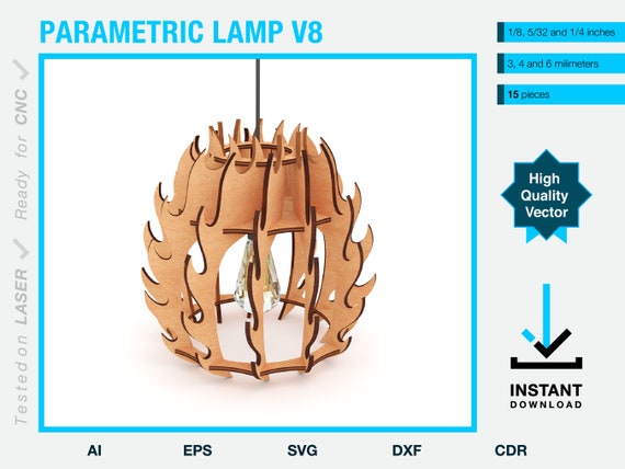 Wooden Lamp Vector Dxf Svg Eps Ai Cdr File Cnc Project | Etsy