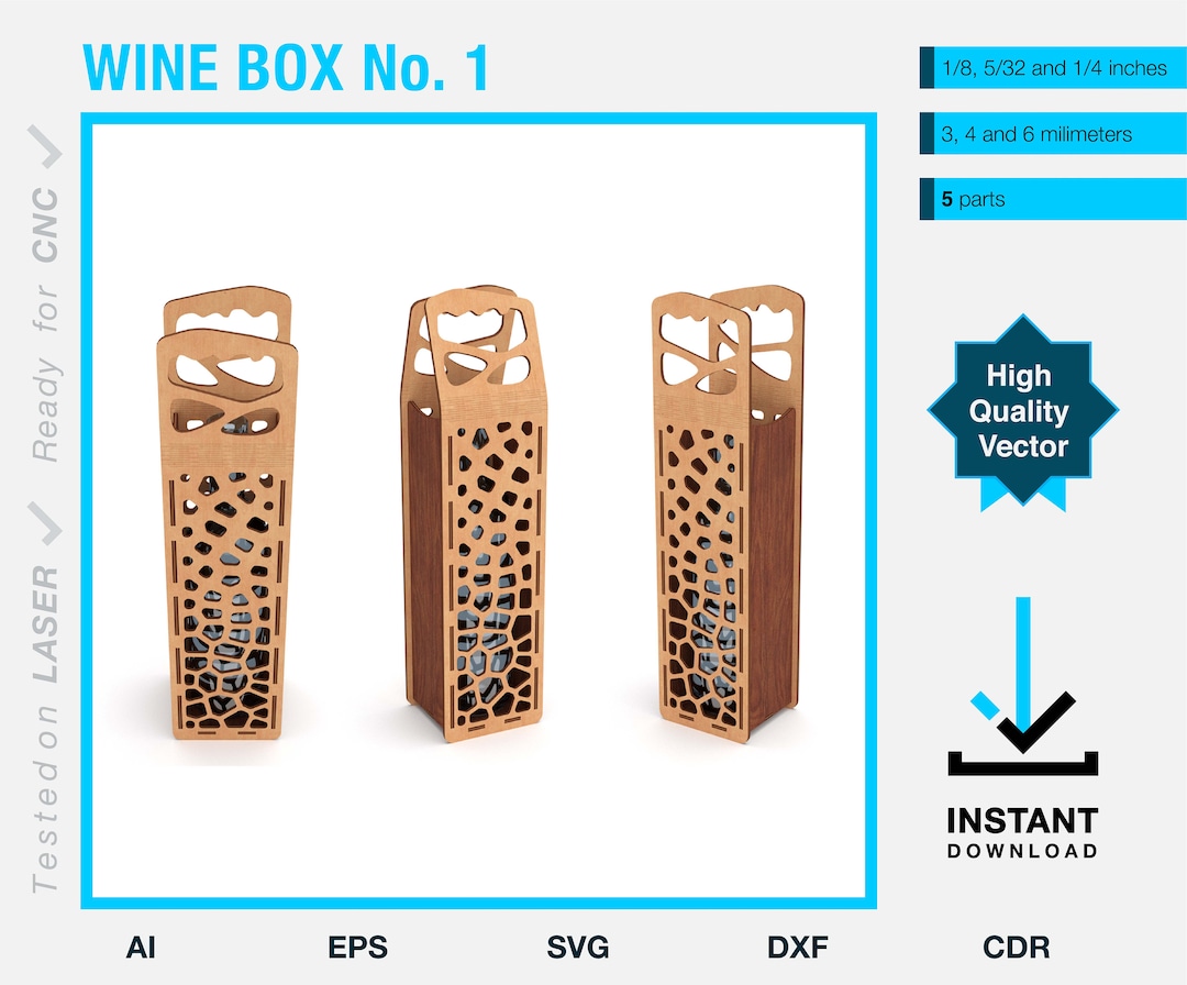 Wine Box Vector File - Laser Cut Project Plan - Instant Download ...