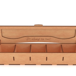 Tea Box Organizer Vector File - Laser Cut Project Template - 5 Slots ...