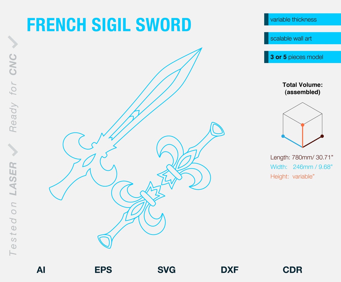 Laser Cut Sword File - Project Template - Sword Vector File - Weapon ...