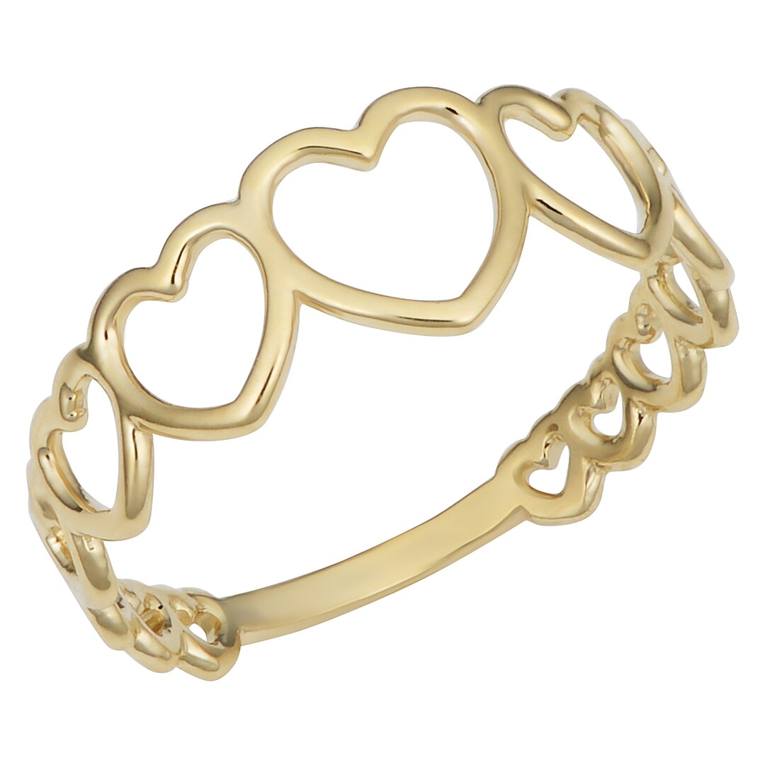 14k Yellow Gold Graduated Hearts Ring - Etsy