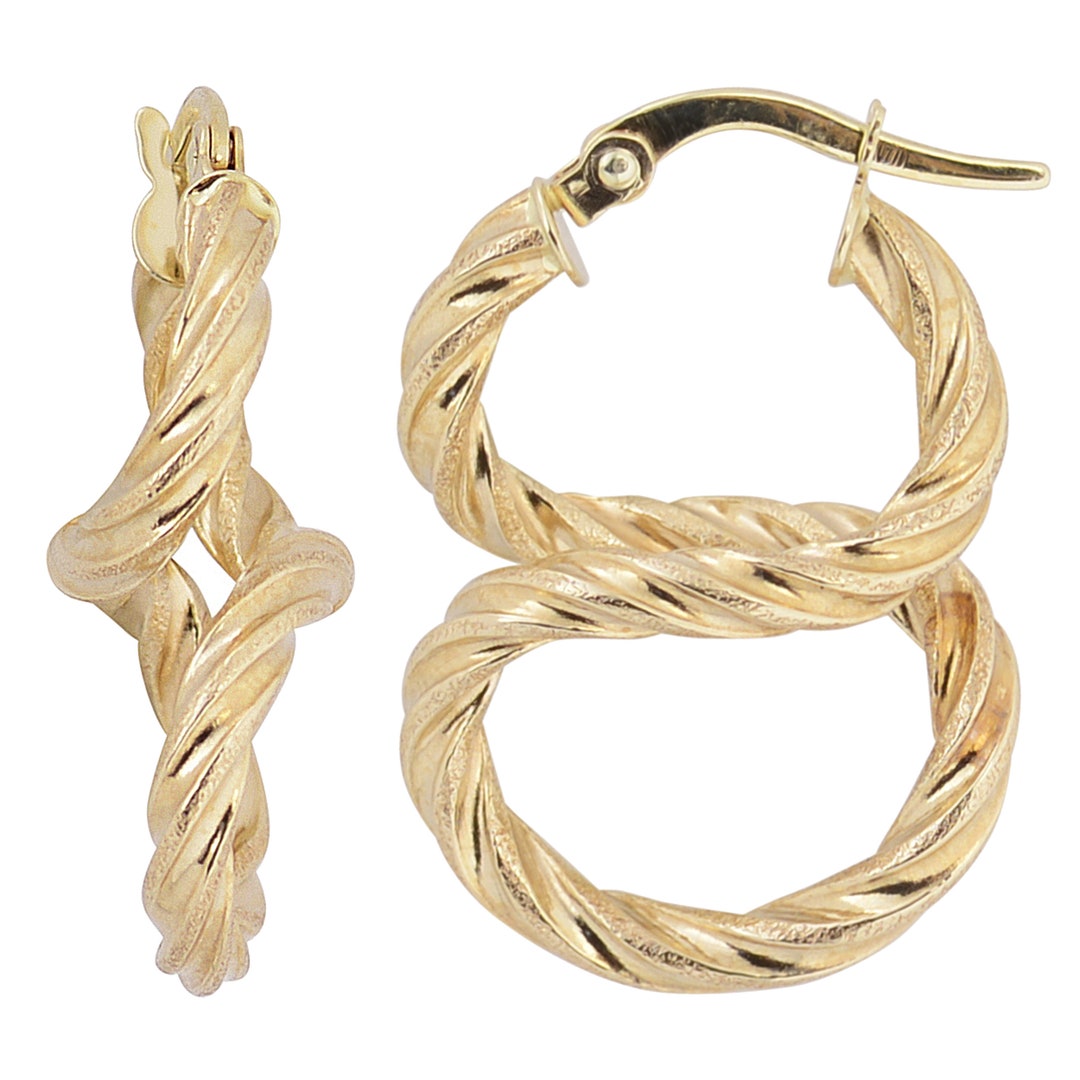 10k Yellow Gold Figure Eight Twisted Hoop Earrings - Etsy