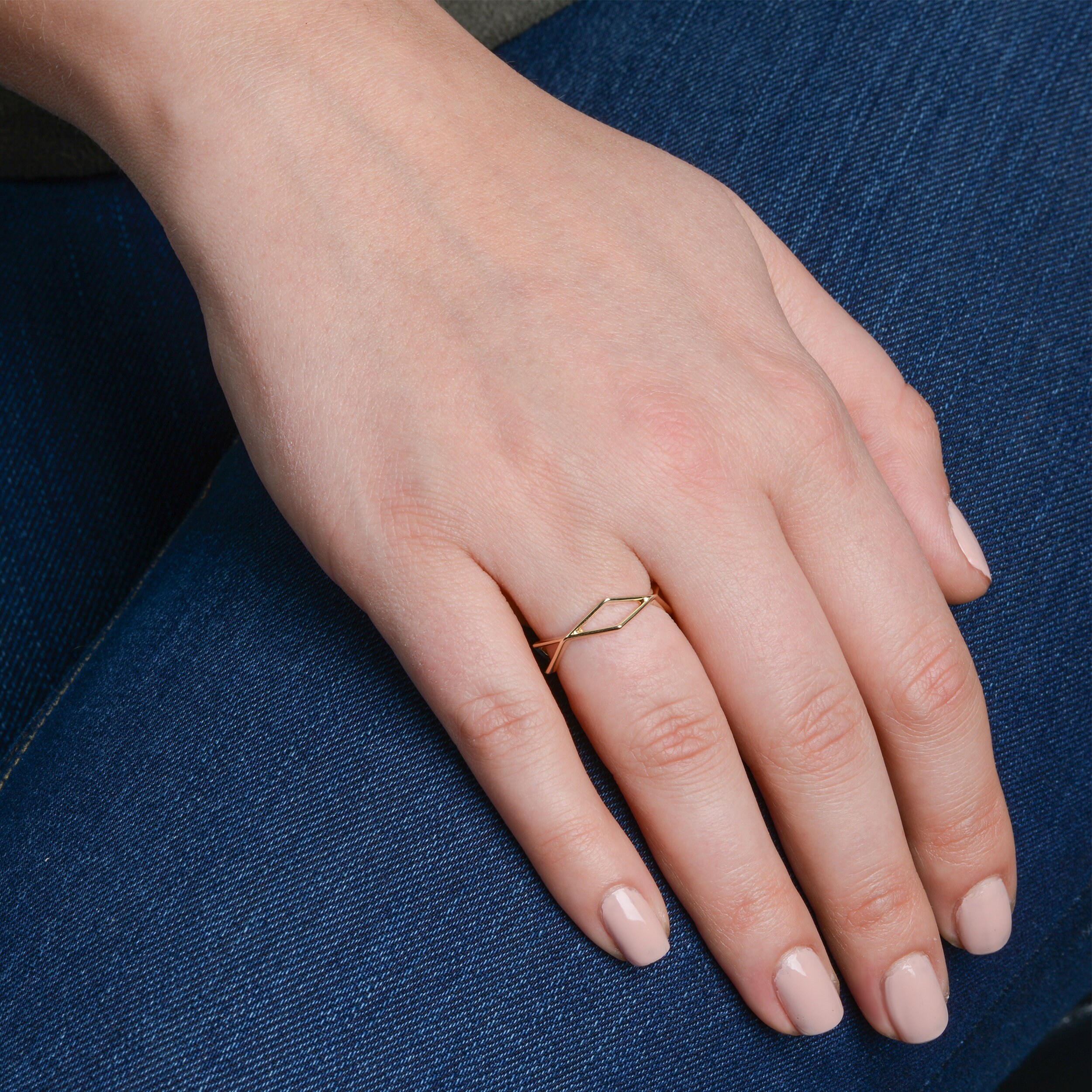 14k Yellow Gold Geometric Ring Minimalist Jewelry for Women - Etsy