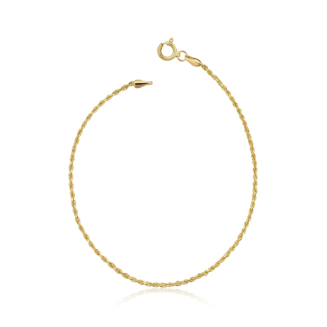 10k Yellow Gold 1.8mm Rope Anklet 10 Inch - Etsy