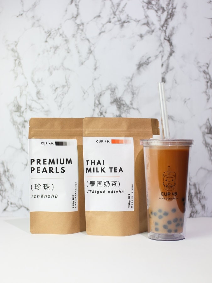 Premium Bubble Tea Kit milk Tea & Pearls Taro Honeydew - Etsy