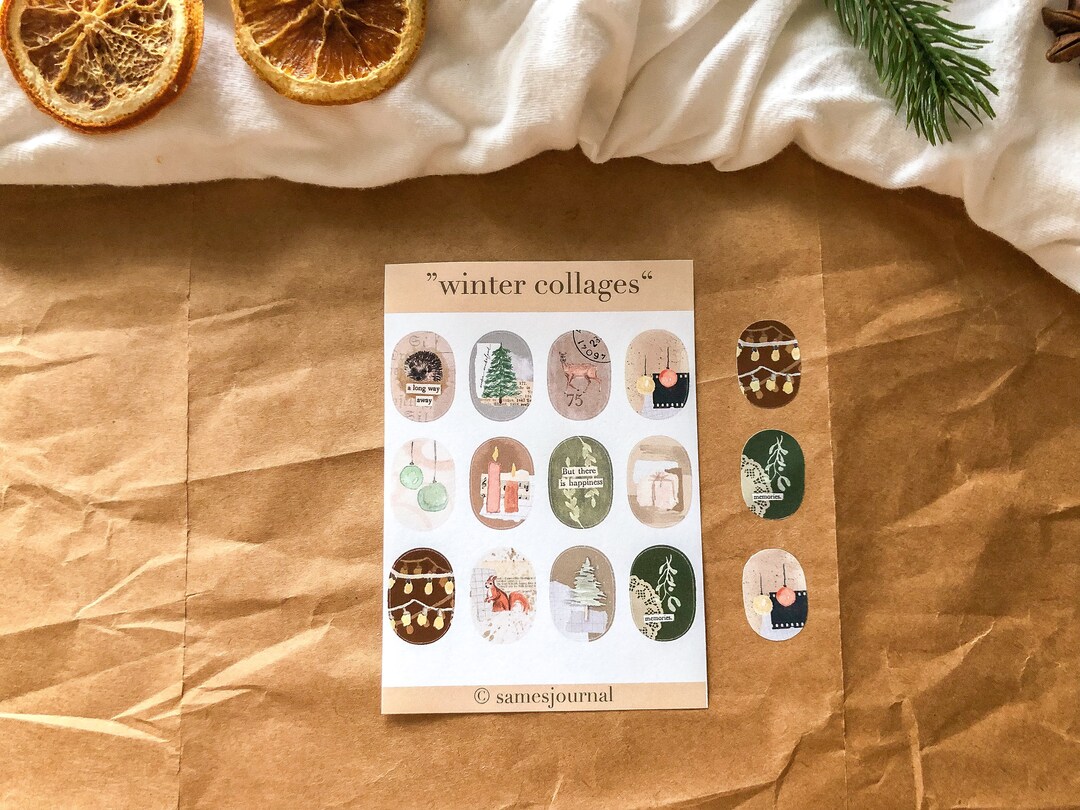 Christmas Collages 2 Stickers, Stickers, Winter samesjournal - Etsy