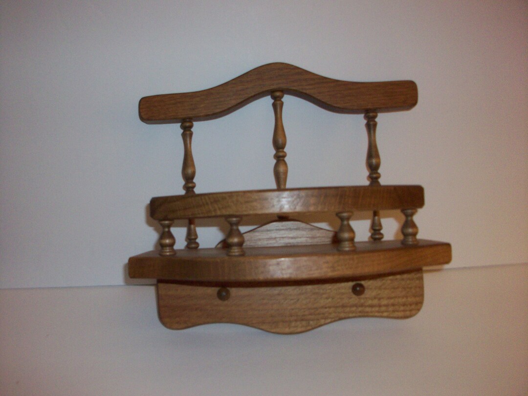 Wood Shelf With Spindles and Rail, Vintage Figurine or Candle Wall ...