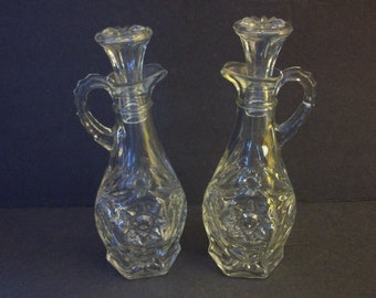 Anchor Hocking 1960s Cruet, Serve Vinegar, Oil, Pressed Glass, Early ...