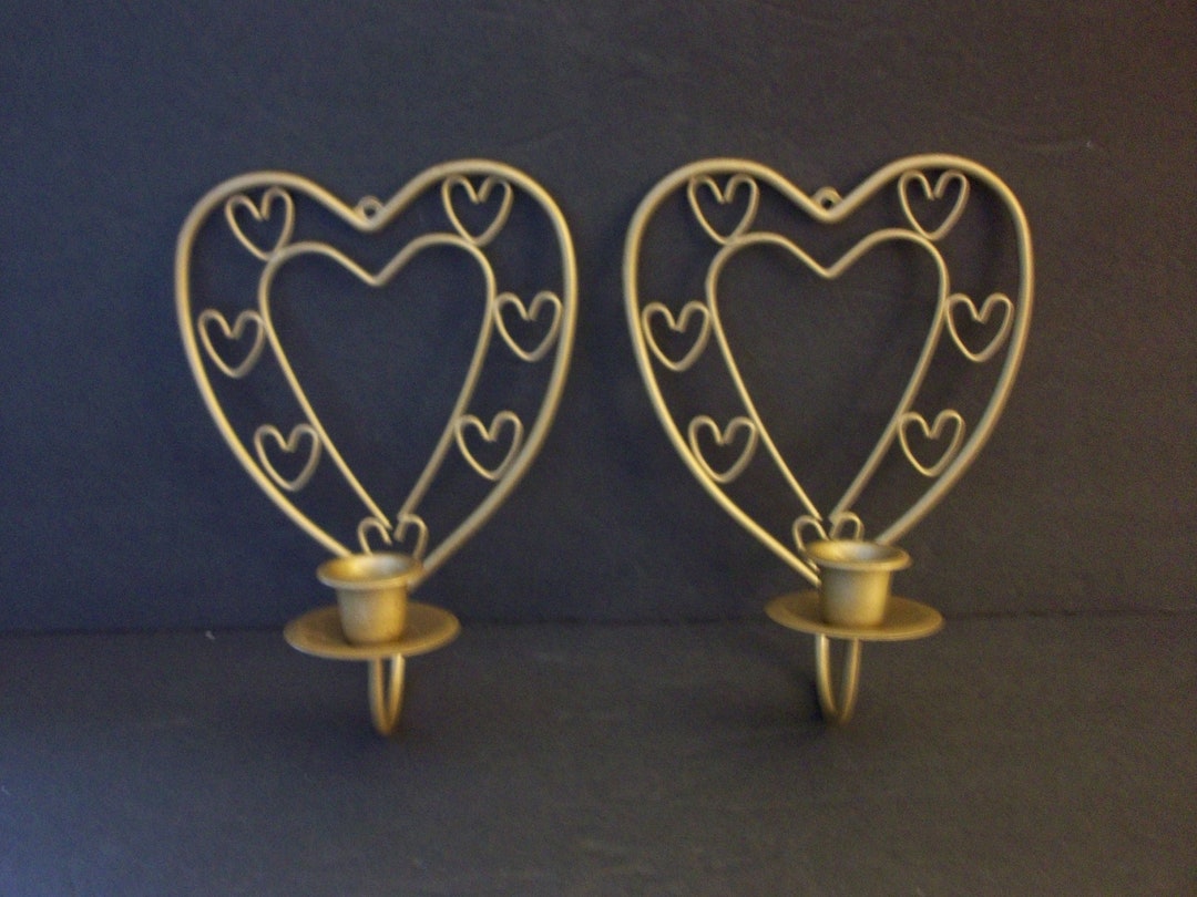 Heart Shaped Sconces by Home Interiors and Gifts (homco) - Set of 2 ...