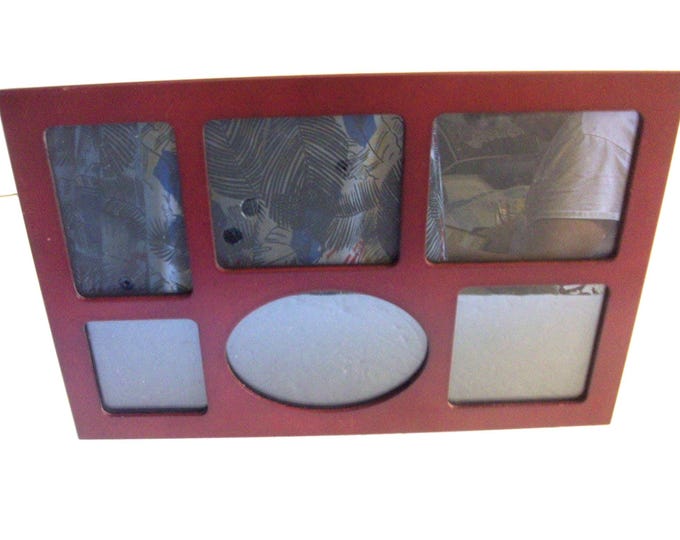Vintage Collage Frame for 6 Photos, Wood Wall or Desk Picture Holder ...