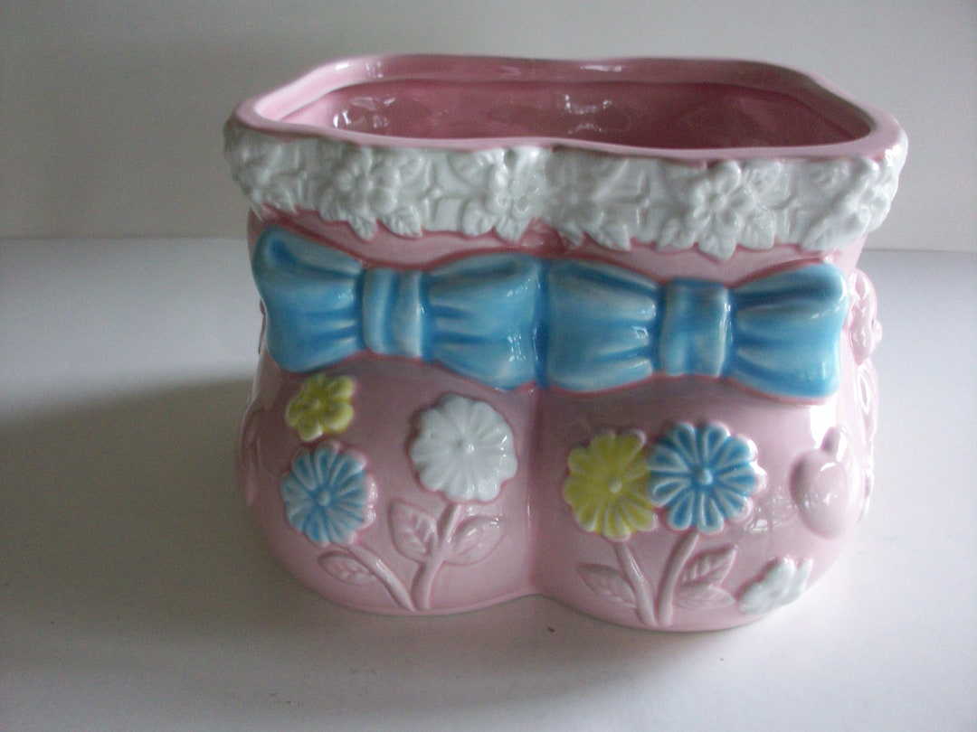 Pink Baby Booties Planter by Napco, Vintage Decorative New Baby Vase ...