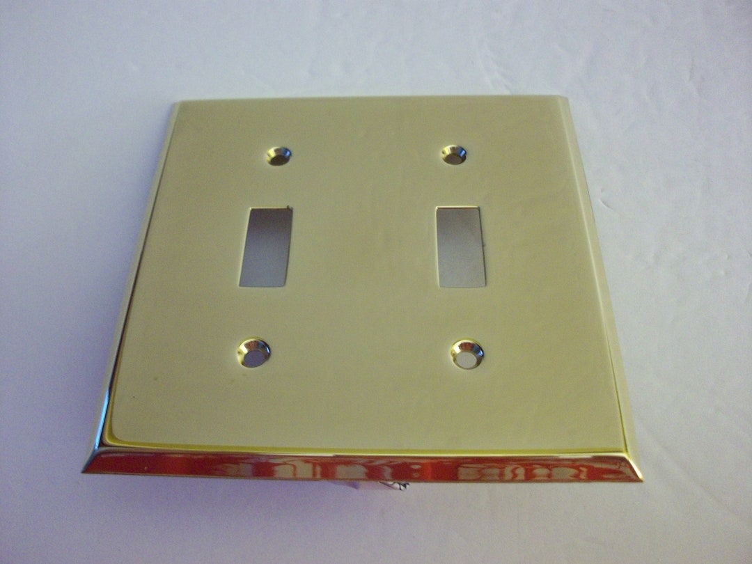 Brass Double Toggle Light Switch Cover Plate, Vintage Metal Cover for ...