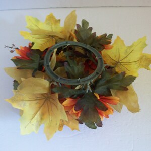 Vintage Fall Themed Fabric and Plastic Candle Ring, Artificial Autumn ...