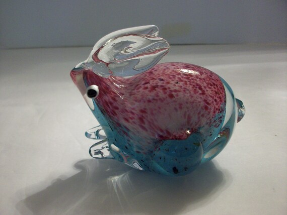 Glass Rabbit Figurine Vintage Bunny Paperweight Rabbit | Etsy