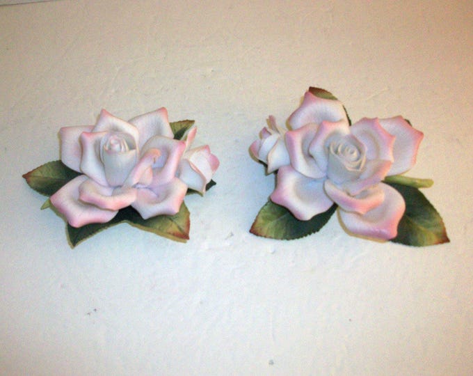 Vintage Porcelain Rose Figurines: Andrea by Sadek Dusty Rose Set - Etsy