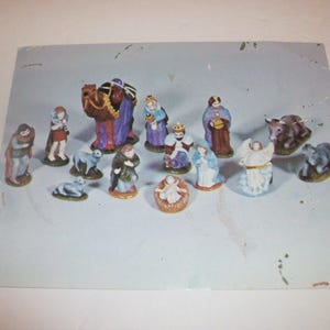 Vintage 14 Piece Nativity Set by Wee Crafts, Painted Pre-cast Gypsum ...