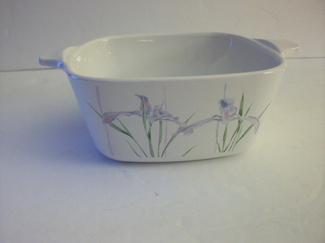 Corning Ware "shadow Iris" Small Square Pan With Handles, Vintage 700ml Individual Casserole ...
