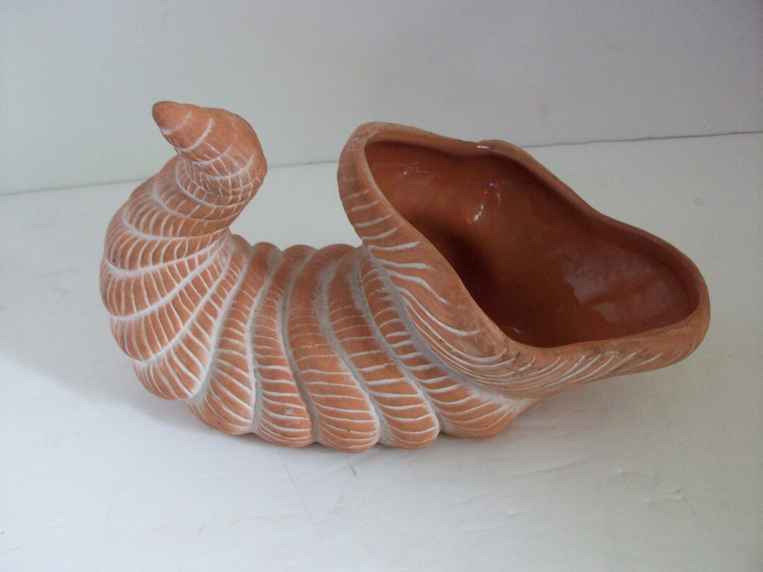 Cornucopia Seashell by Holland Floral, Inc., Vintage Terra Cotta Horn ...
