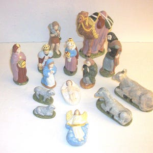 Vintage 14 Piece Nativity Set by Wee Crafts, Painted Pre-cast Gypsum ...
