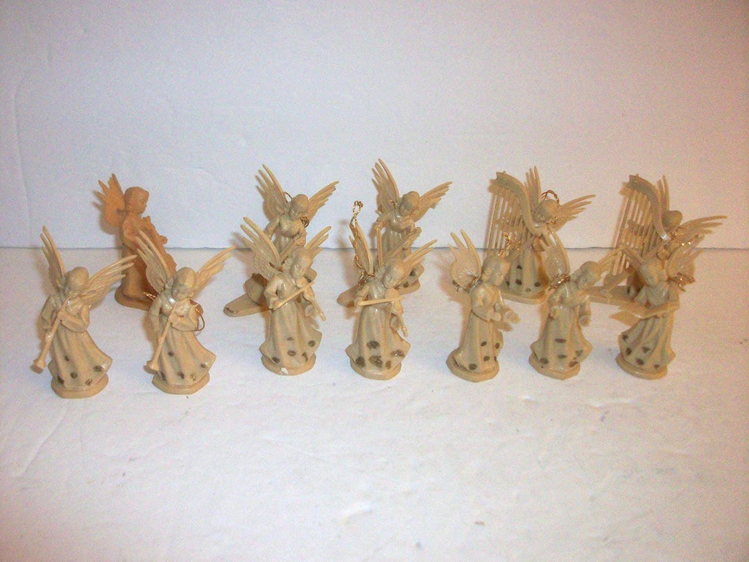 Vintage Plastic Angel Figurines - Set of 12, Heavenly Angels Orchestra ...